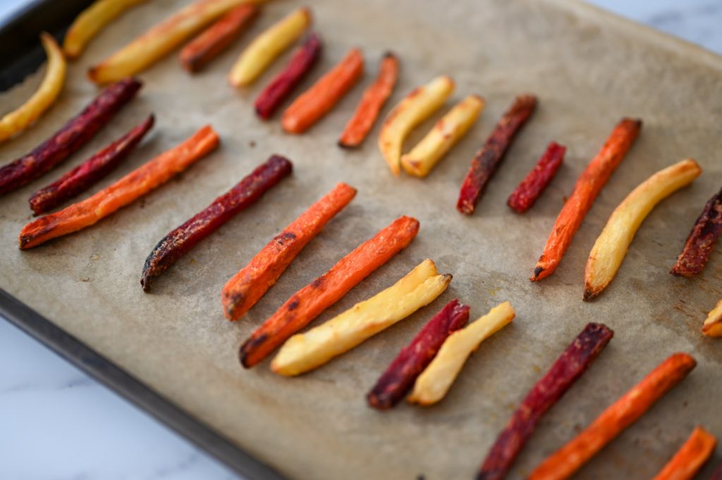 Carrot, Parsnip, and Beetroot Fries - Simply Lebanese