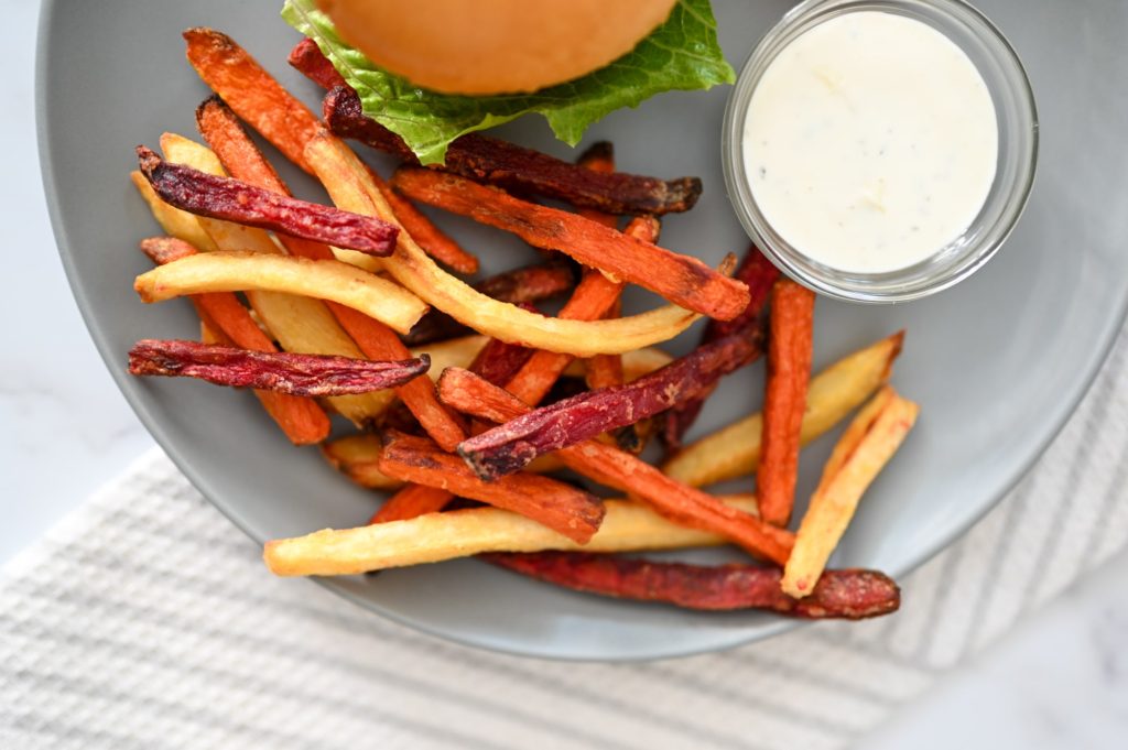 Carrot, Parsnip, and Beetroot Fries - Simply Lebanese
