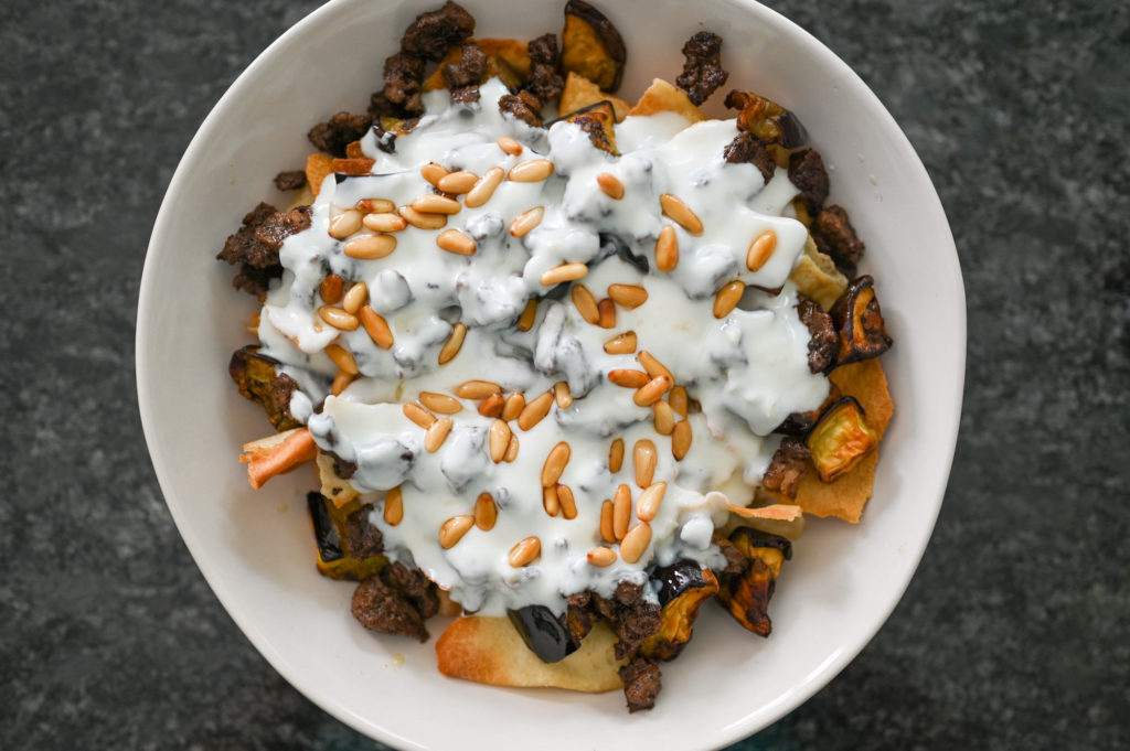 Eggplant Fatteh (Fatet Batenjan) - Simply Lebanese