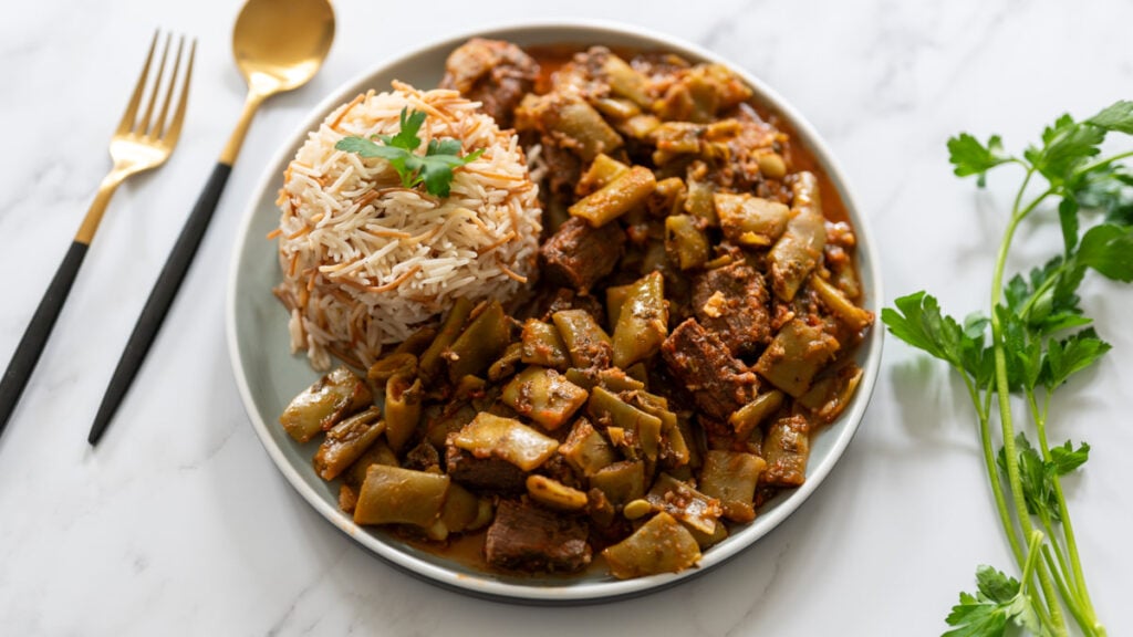 Green Bean Stew with Beef (Loubia) - Simply Lebanese