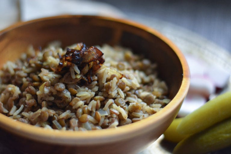 Lebanese Lentils with Rice (Mujadara) - Simply Lebanese